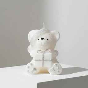 Parafínová svíčka TEDDY 15 cm bílá