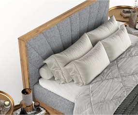 Boxspring postel s úložným prostorem v šedo-přírodní barvě 200x200 cm Asahi – Maison de Rêve