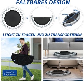 Costway Ø 101 cm skládací mini trampolína s výškově nastavitelným madlem fitness