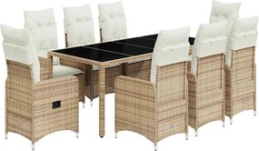 9dílný zahradní bistro set s poduškami béžový polyratan 3277103