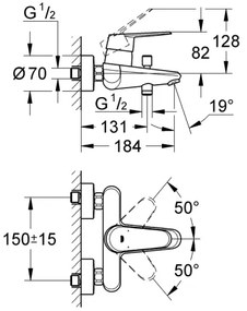 GROHE 33390002 - Vanová baterie EURODISC COSMOPOLITAN DN 15 lesklý chrom