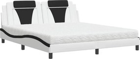 Postel Viana s matrací bílá a černá 180 x 200 cm umělá kůže 3208816