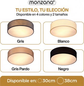 Stropní svítidlo šedý textil Ø38cm