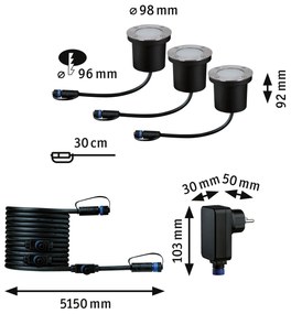 Paulmann 94717 Plug&Shine základní set zápustných venkovních svítidel 3x4,5W 2200K LED, IP67