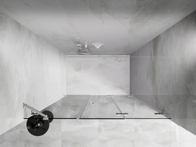 Mexen Lunar-F, pravé sklápěcí sprchové dveře 125 cm, 8mm čiré sklo, bílý profil, 836S-125-050-20-00-P