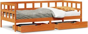 Válenda se zásuvkami bez matrace voskově hnědá 90x200 cm dřevo 3302089