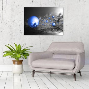 Skleněný obraz tmavé modrých koulí (70x50 cm)