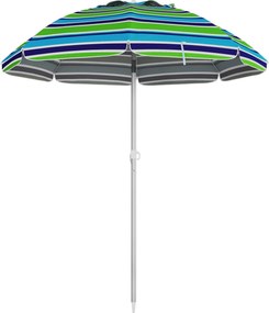 Plážový slunečník Outsunny Ø178x205 cm s 45° sklápěním, nastavitelnou výškou, manuálním otevíráním, ochrana proti UV a voděodolný, s taškou pro nošení