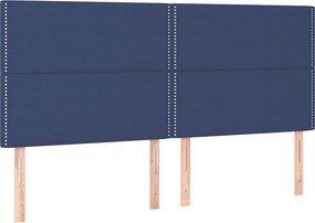 Box spring postel s matrací a LED modrá 200x200 cm textil 3135387