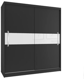 Šatní skříň 133 cm Belini černý mat / bílý mat s posuvnými dveřmi  I SZP2/2/B/B/W/UU