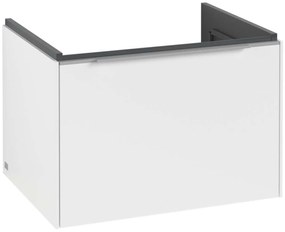 Villeroy & Boch Subway 3.0 - Umyvadlová skříňka s LED osvětlením, 62x43x48 cm, 1 zásuvka, Pure White/lesklý hliník C575L0VF