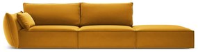 Sametová pohovka v hořčicové barvě levý roh 264 cm Vanda – Mazzini Sofas