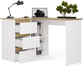 Rohový psací stůl Nicea levý dub artisan/bílý