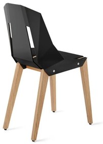 Černá plstěná jídelní židle Tabanda DIAGO s dubovou podnoží