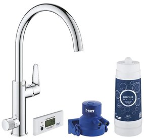 Grohe Blue Pure Baucurve - Páková dřezová baterie s filtrační funkcí, bez odtokové garnitury, J-výpusť, chrom 30385000