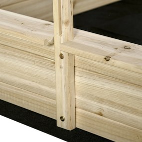 Square Wooden Sandpit Outsunny 1,18L x 1,18W x 1,18H m - Nastavitelná výška, sklon střechy, uzavíratelný - 2 vaničky - Autoklávované jedlové dřevo