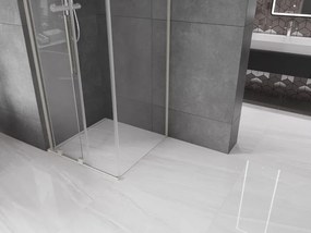 Mexen Velar L, sprchový kout s posuvnými dveřmi 120 x 120 cm, 8mm čiré sklo, broušená ocel, 871-120-120-03-97