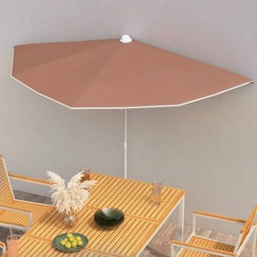 Zahradní půlkruhový slunečník s tyčí 180 x 90 cm terakotový 315564