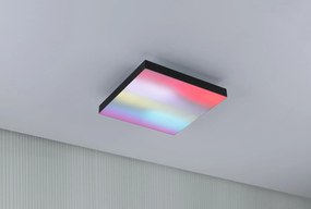 Paulmann 79907 Velora, černý subtilní stropní LED panel Rainbow dynamic RGBW, 13,2W LED 3000-6500K, 29x29cm, dálkové ovládání