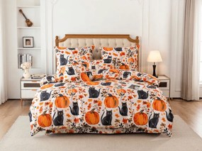 Povlečení z mikrovlákna CATS AND PUMPKINS barevné Rozměr povlečení: 70 x 90 cm | 140 x 200 cm