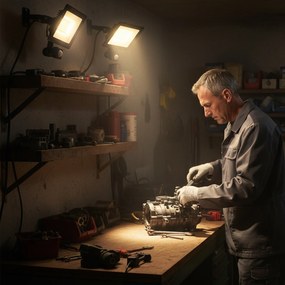 50W pracovní lampa, nastavitelná, 3 režimy, hliníková, flexibilní použití, černá