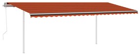 vidaXL Automatická zatahovací markýza se sloupky 6 x 3 m oranžovohnědá