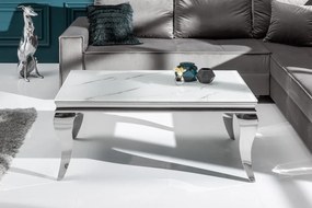 Designový konferenční stolek Rococo 100 cm stříbrný - mramor