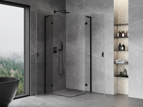 Mexen Mist-H L Duo, 2-křídlý ​​sprchový kout 70 x 70 cm, čiré sklo, černý profil, 8A5L-070L-070P-70-00