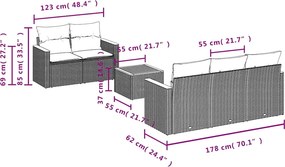 6dílná zahradní sedací souprava s poduškami černá polyratan 3258185