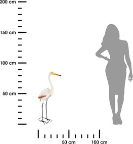 Zahradní kovová figurka Crane, 87 cm, vícebarevná