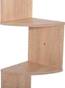 HOMCOM Zigzag Rohová Polička 20 D x 20 Š x 126 V cm 5 Úrovní Světlý Ořech | Aosom