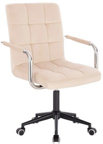 LuxuryForm DESIGN Otočná židle VERONA VELUR na černé podstavě s kolečky - krémová