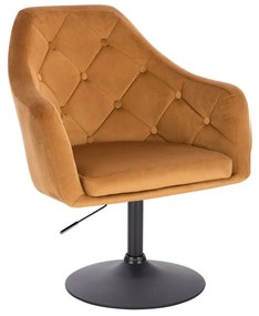 LuxuryForm DESIGN Otočné křeslo ANDORA VELUR na černém talíři - medové