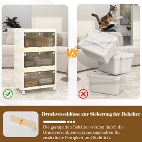 Costway Úložný box s víkem, stohovací boxy, skládací skladovací – bílý