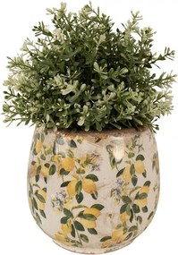 Béžový keramický obal na květináč s citróny Lemons M - Ø 15*15 cm