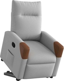 Zvedací polohovací křeslo obláčkově šedé textil 3324005
