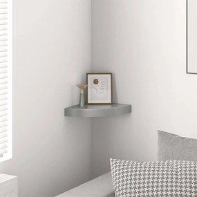 Plovoucí rohová police šedá vysoký lesk 25 x 25 x 3,8 cm MDF 323892