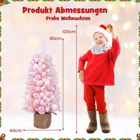 Costway 90 cm Mini umělý vánoční stromek se sněhem a cementovým základem Vánoční