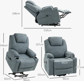 Masážní křeslo HOMCOM, elektrické, s 8 masážními body, s funkcí polohování, s funkcí vyhřívání, pěnové, 90x101x107cm, tmavě šedé | Aosom
