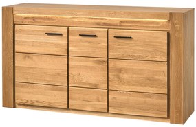 Komoda Velvet II 45 161 cm z masivu s LED osvětlením dub přírodní