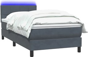 Box spring postel s matrací a LED tmavě šedá 80x220 cm samet 3316906