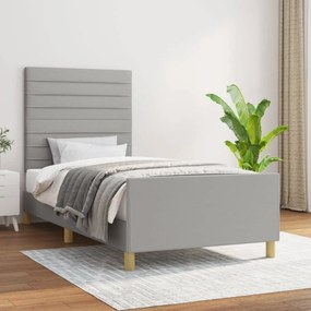 vidaXL Rám postele s čelem světle šedý 90x190 cm textil