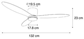 Stropní ventilátor bílý 132 cm vč. LED stmívatelný s dálkovým ovládáním - Sofio