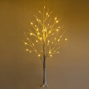 Costway 120 cm osvětlená umělá bříza se 48 teplými bílými LED světly