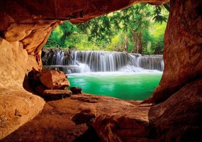 Postershop Fototapeta: Vodopád za jeskyní - 368x254 cm