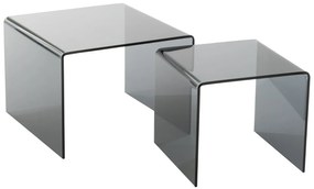OnaDnes -20% Set dvou černých skleněných odkládacích stolků J-line Jarred 50x50 / 65x65 cm