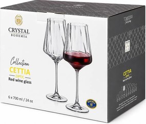 Crystal Bohemia Cettia optic sklenice na víno 700 ml 6 ks