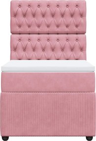 Box spring postel s matrací růžová 80 x 200 cm samet 3294501