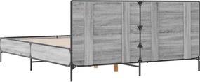 Rám postele šedý sonoma 120 x 200 cm kompozitní dřevo a kov 3279995