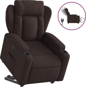 Elektrické zvedací polohovací křeslo tmavě hnědé textil 3204511